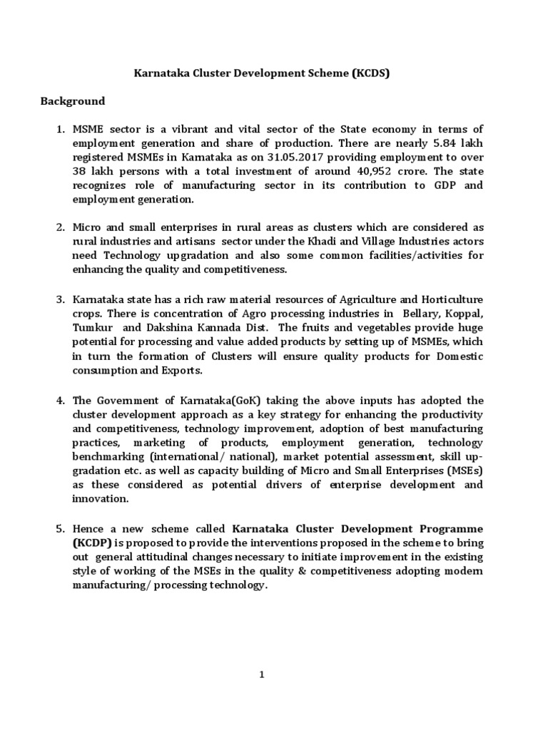 Karntaka Cluster Development Programme - English Guidelines | PDF ...
