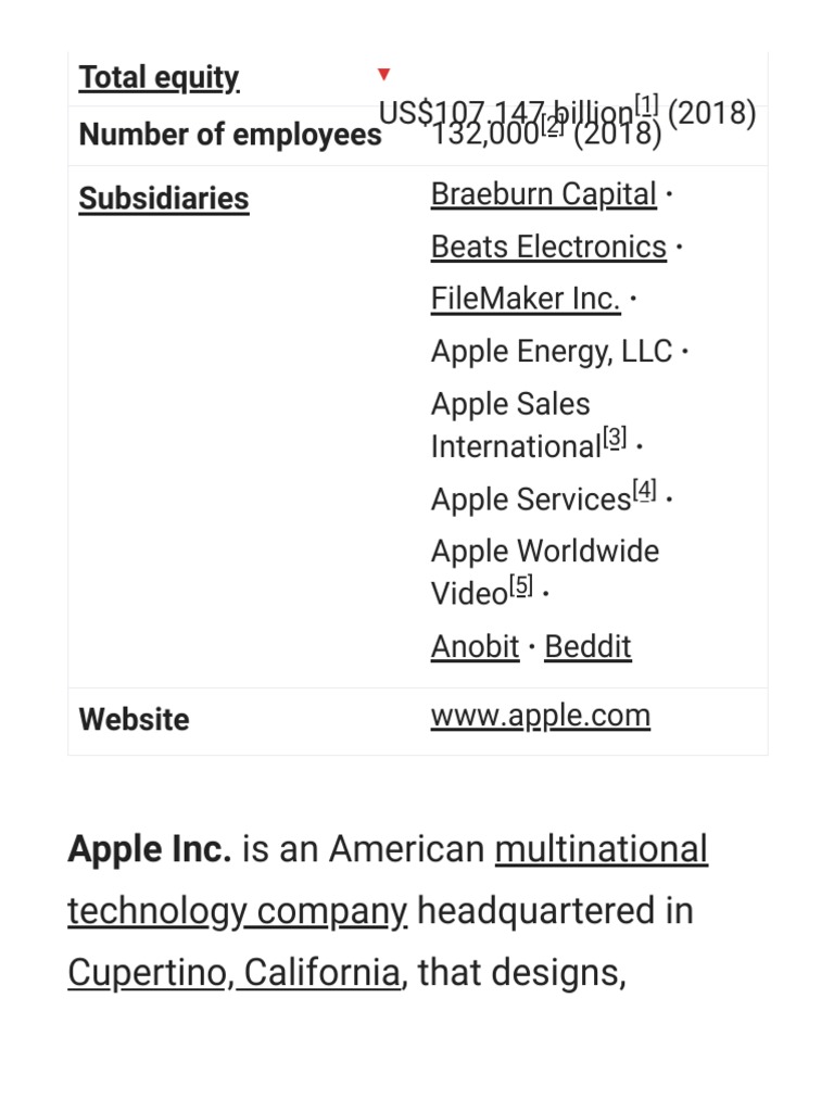 Apple Inc.: Overview and Subsidiaries | PDF | Business | Computers