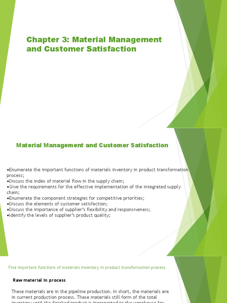 Material Management and Customer Satisfaction | PDF | Inventory ...