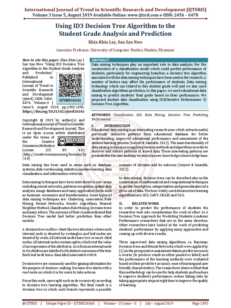 Using ID3 Decision Tree Algorithm To The Student Grade Analysis and ...