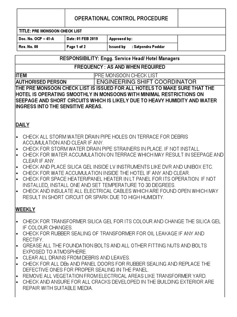Operational Control Procedure: Title | PDF | Transformer | Hvac