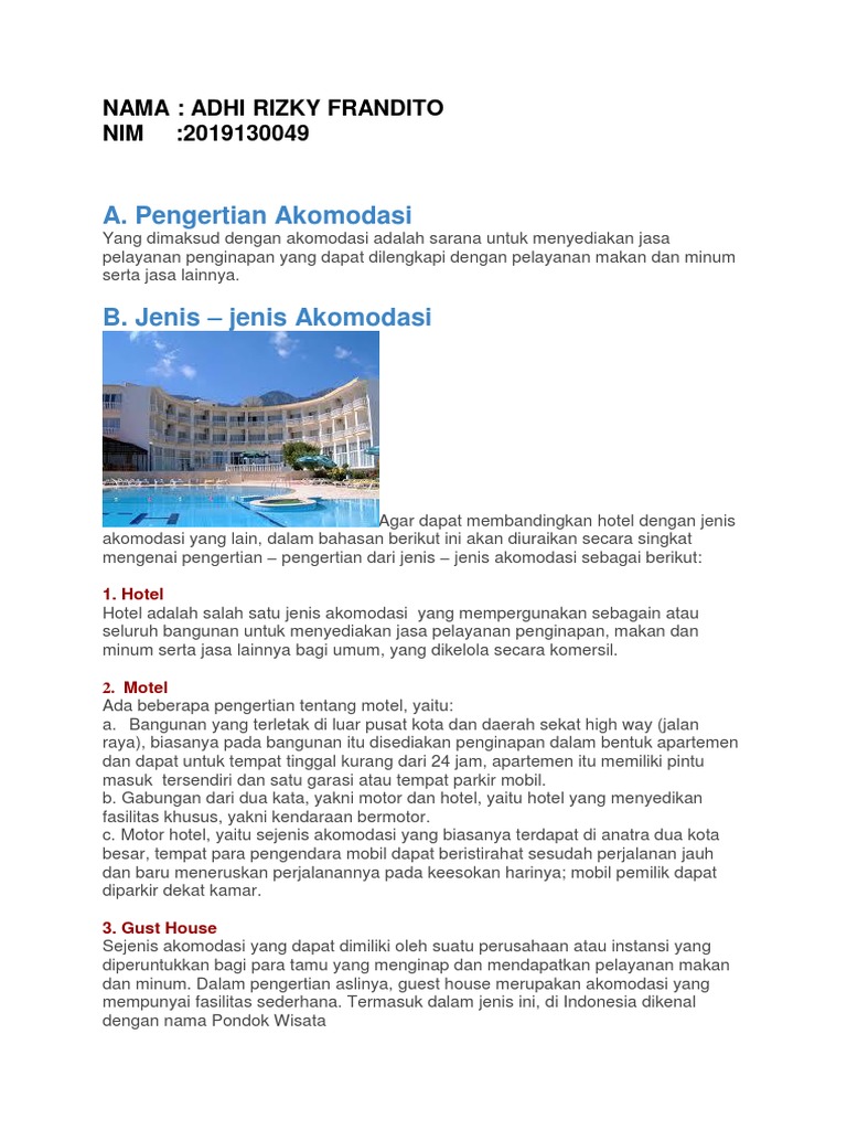Akomodasi Hotel | PDF