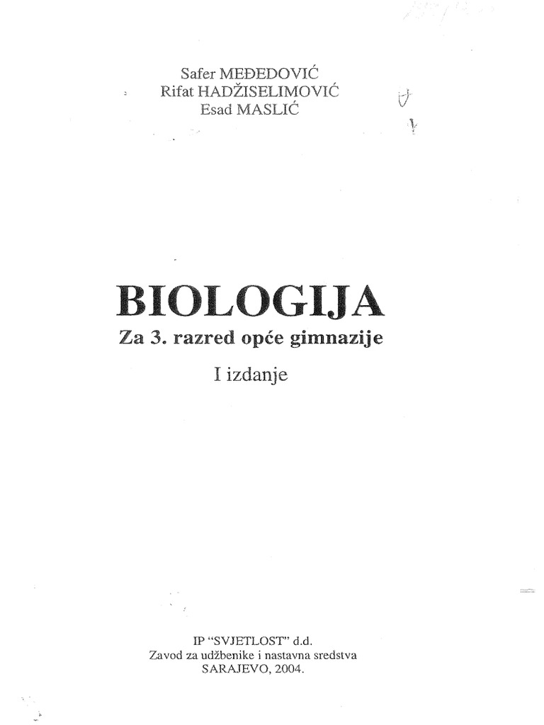 Biologija Za 3 Razred Gimnazije PDF | PDF