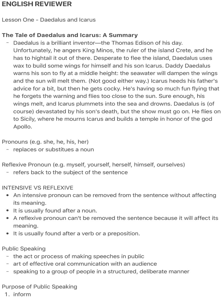 The Tale of Daedalus and Icarus: A Summary | PDF | Orpheus | Greek ...