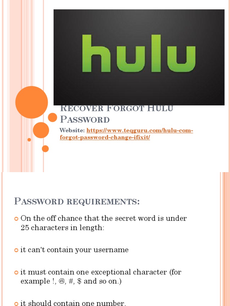 Recover Forgot Hulu Password | PDF