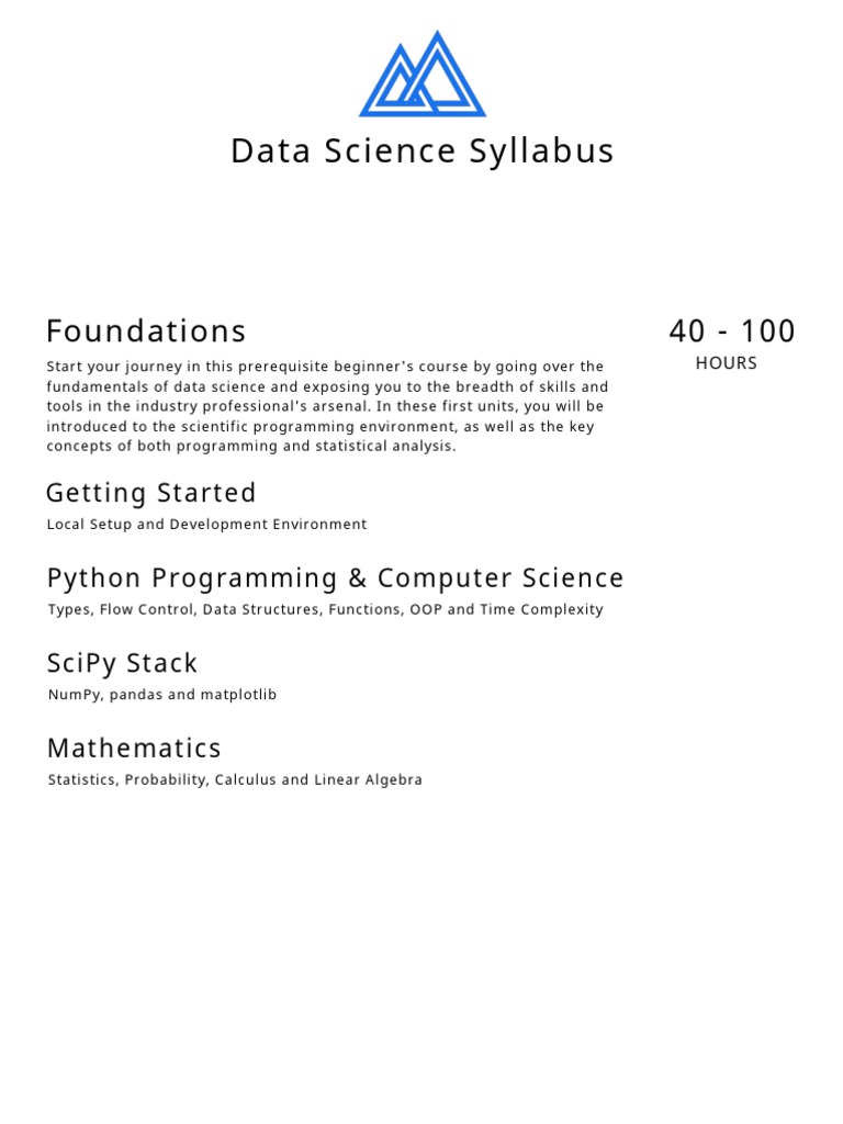 Data Science Syllabus: Foundations 40 - 100 | Download Free PDF ...