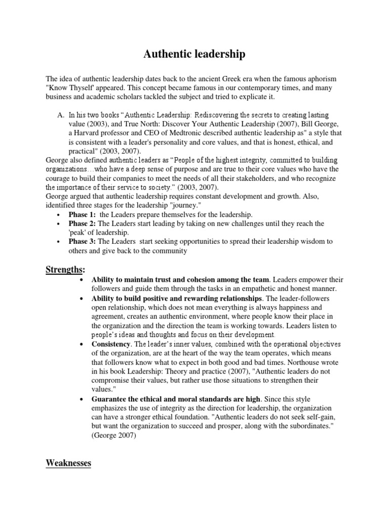 Authentic Leadership Abdo C | PDF | Leadership | Value (Ethics)