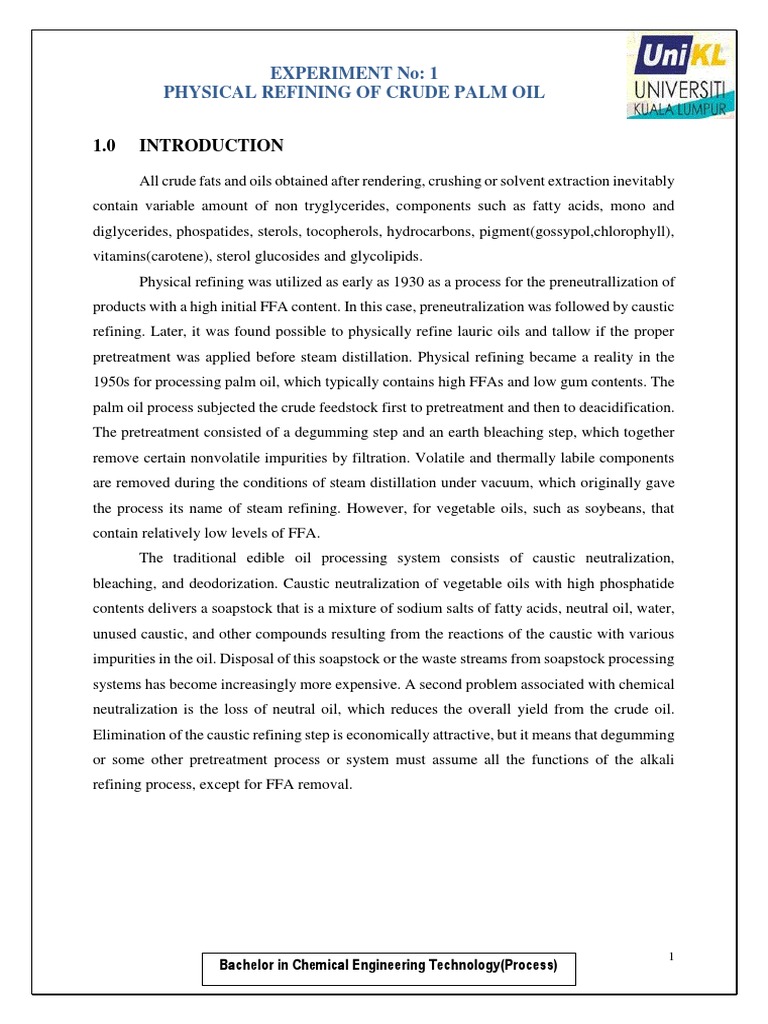 Physical Refining of Crude Palm Oil | PDF | Sodium Hydroxide | Petroleum
