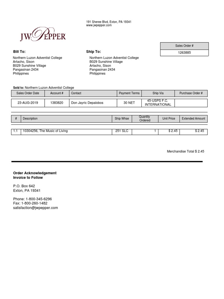 Order Acknowledgement 1263885 | PDF