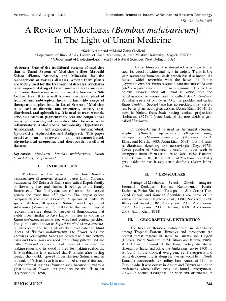 Mocharas: Unani Medicine Insights | PDF | Trees | Wellness