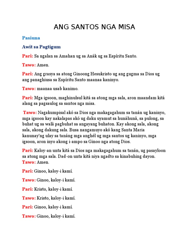 Ang Santos Nga Misa | PDF