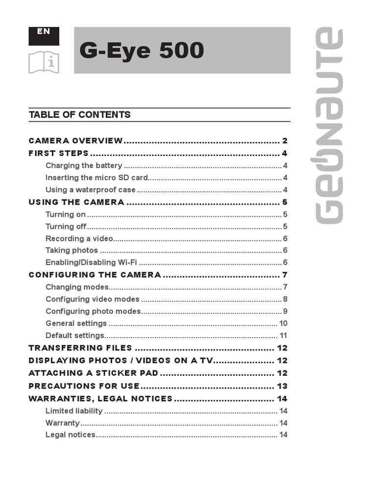 Guide G-Eye 500 en | PDF | Frame Rate | Video