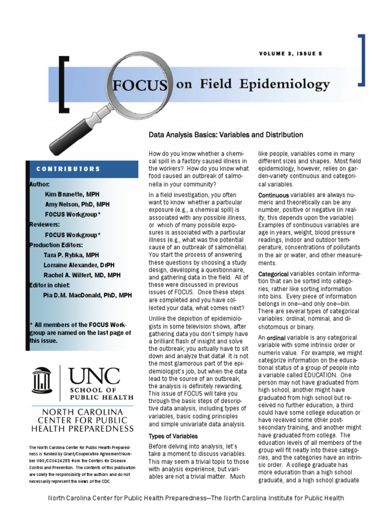 Focus On Field Epidemiology | PDF | Categorical Variable | Median