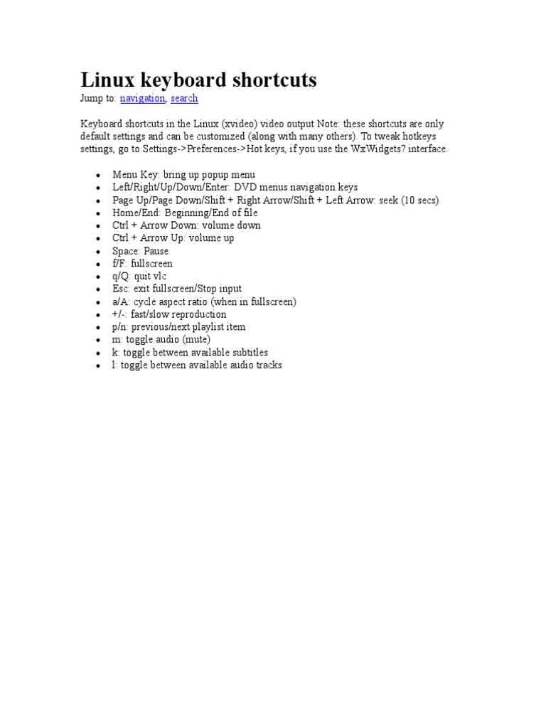 Linux Keyboard Shortcuts | PDF | Keyboard Shortcut | Graphical User ...