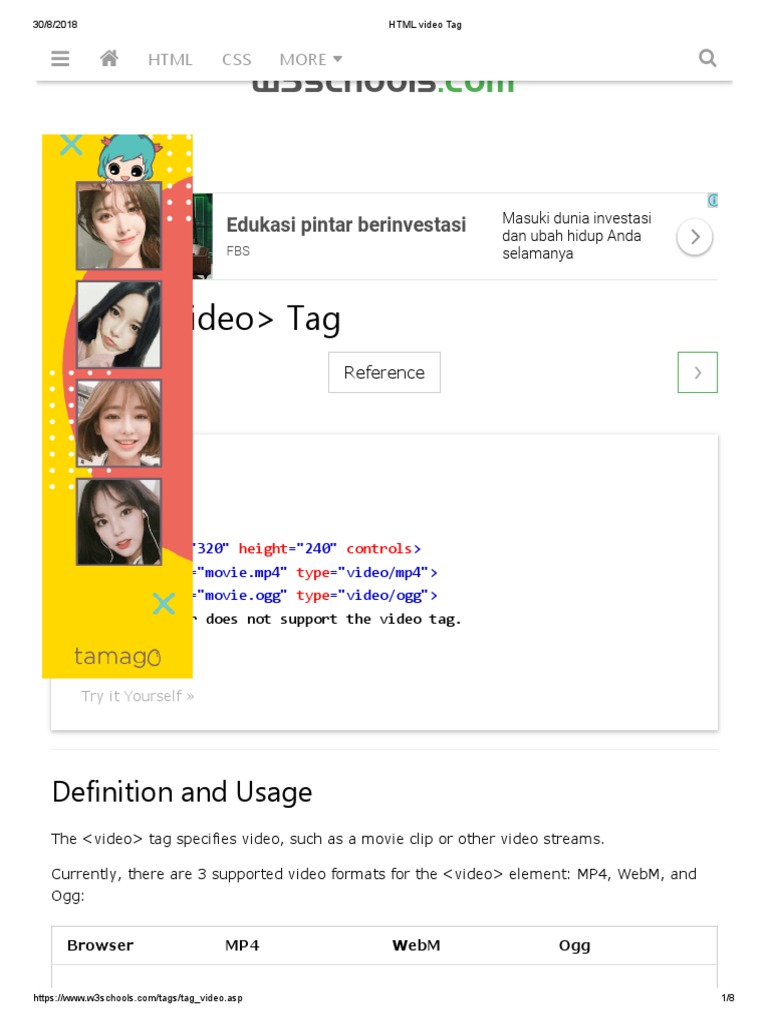 HTML Video Tag | PDF | Html Element | Html