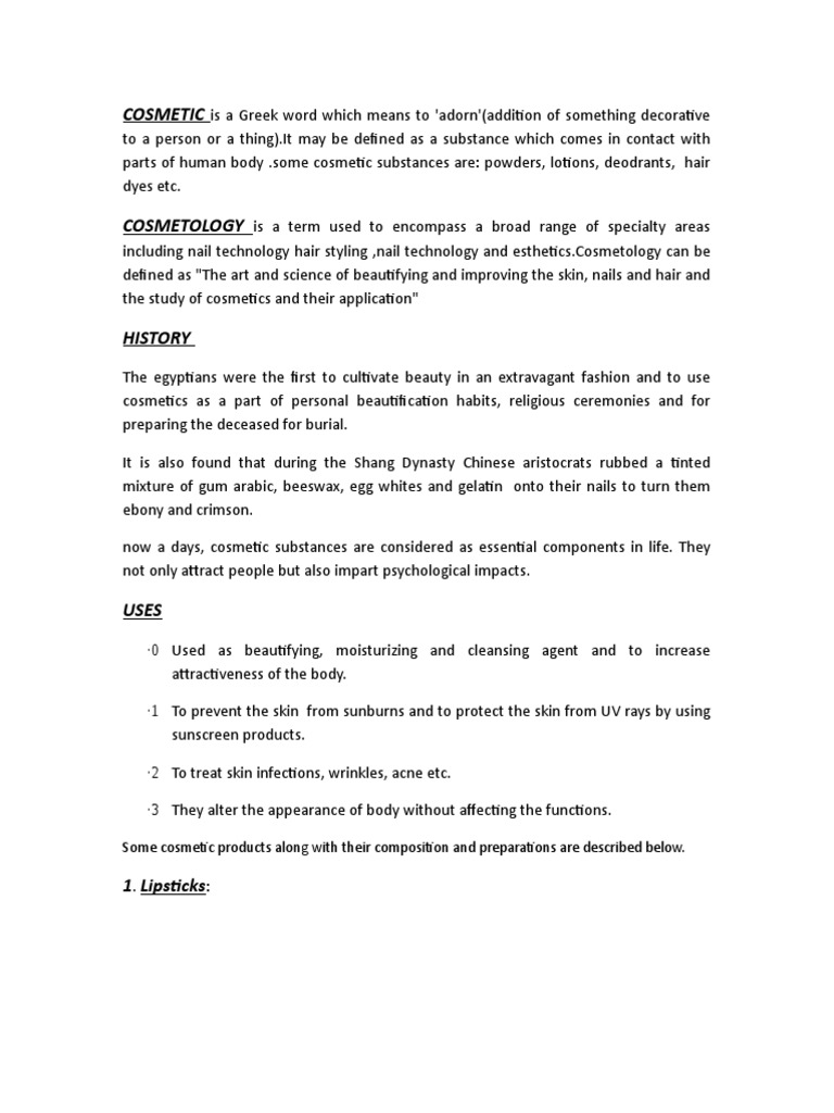 Cosmetology Assignment | Shampoo | Wax