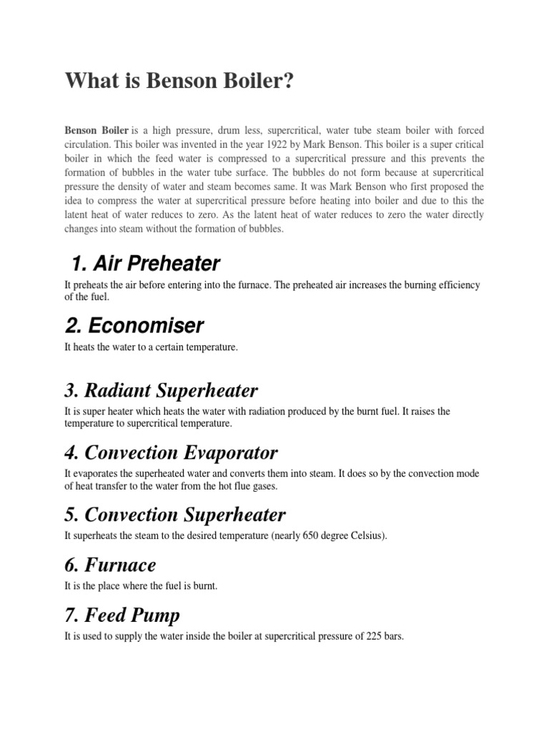 What Is Benson Boiler?: 1. Air Preheater | PDF