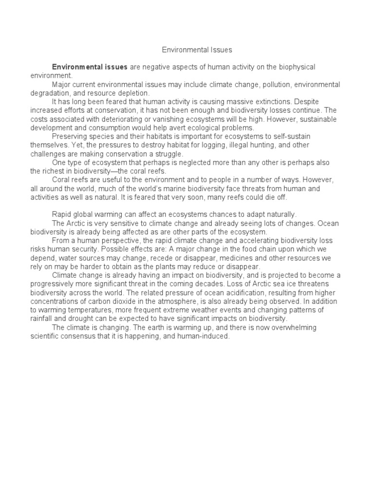 Key Environmental Issues Explained | PDF | Climate Change | Biodiversity