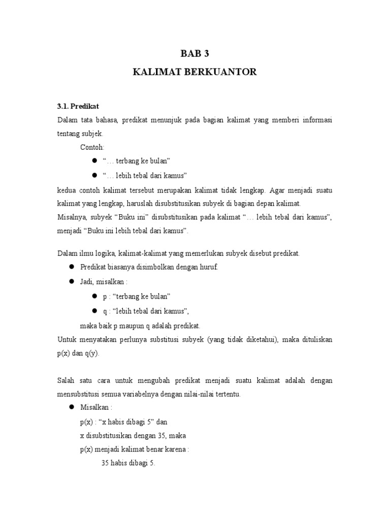 BAB 3. Kalimat Berkuantor | PDF | Metode & Bahan Ajar