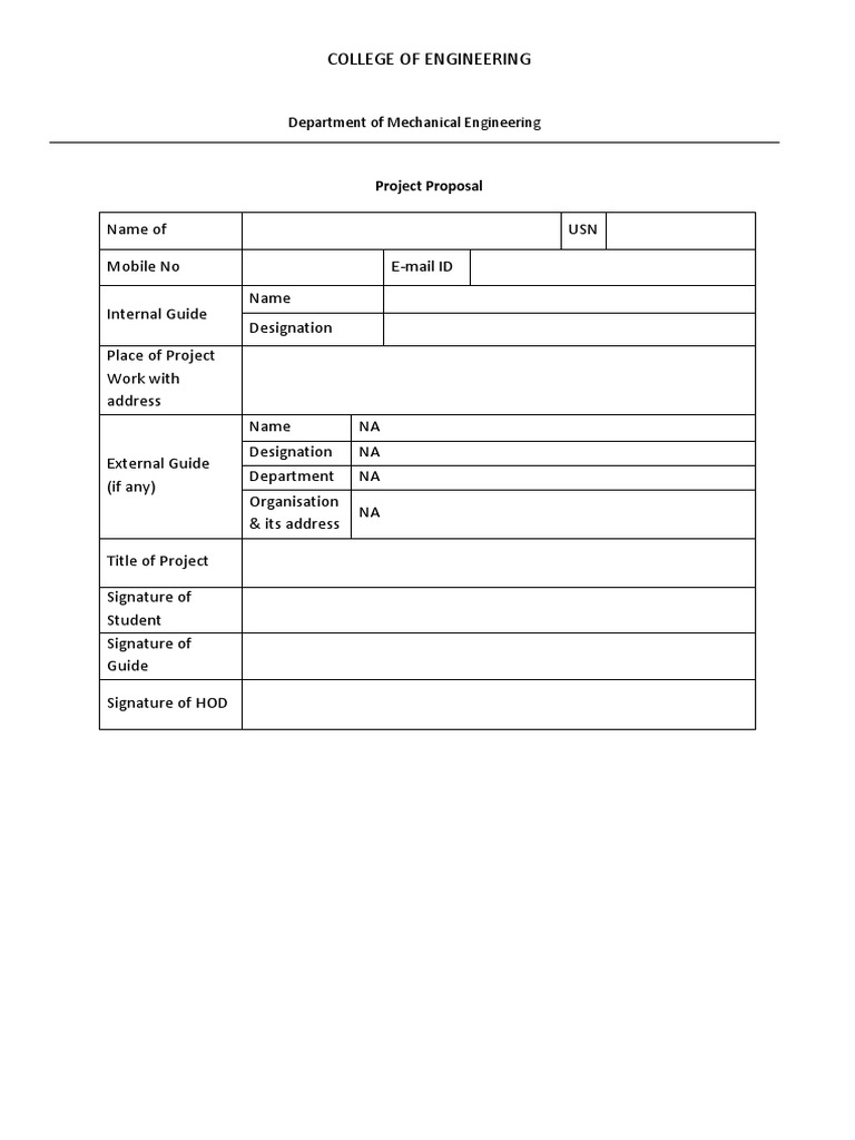 Project Synopsis Proposal Template | PDF