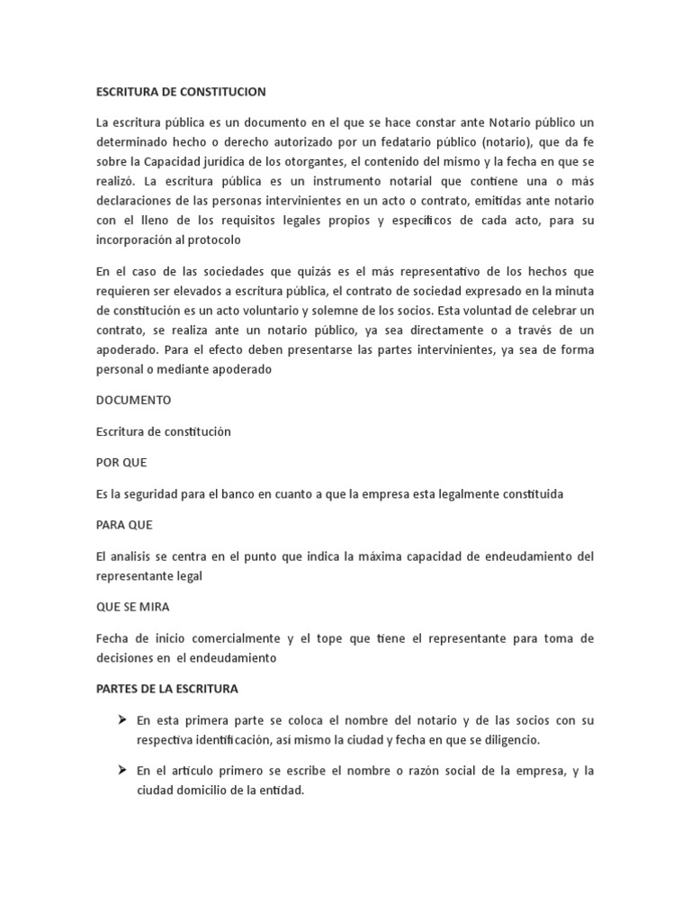 Escritura de Constitucion | PDF | Información del gobierno ...