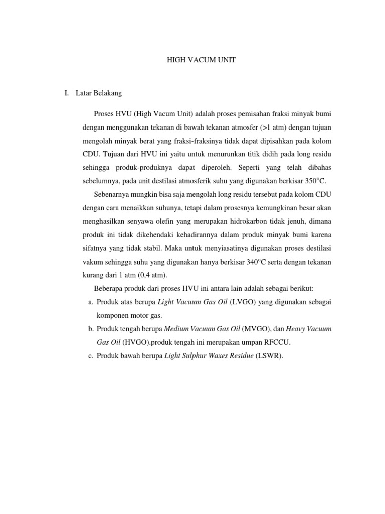 Makalah HVU (High Vacuum Unit) | PDF