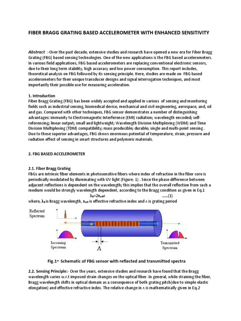 Fiber Bragg Grating Based Accelerometer With Enhanced Sensitivity | PDF ...