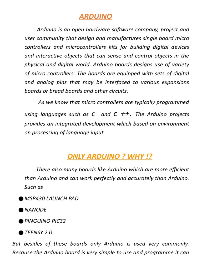 Arduino Notes | PDF | Arduino | Microcontroller Arduino Notes | PDF | Arduino | Microcontroller