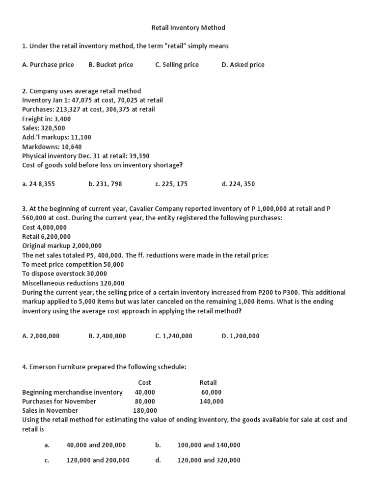 Retail Inventory Method | PDF