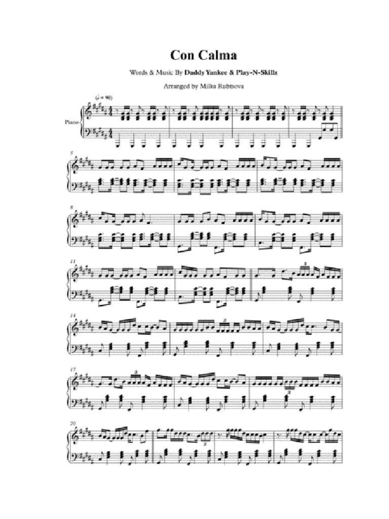 Partitura Con Calma Para Violín