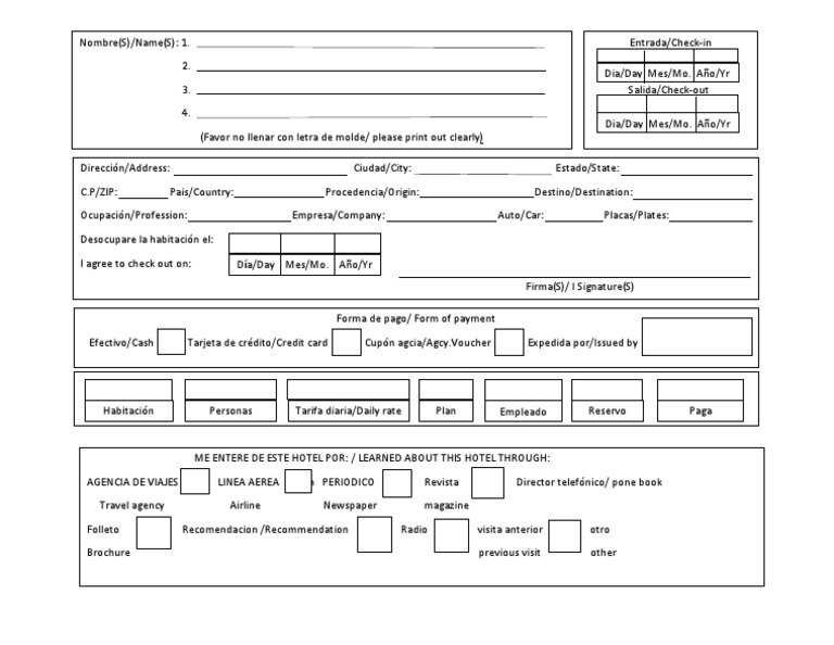 Formato de Chek-In | PDF