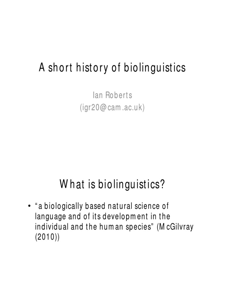 History of Biolinguistics Explained | PDF | Emergence | Academic ...