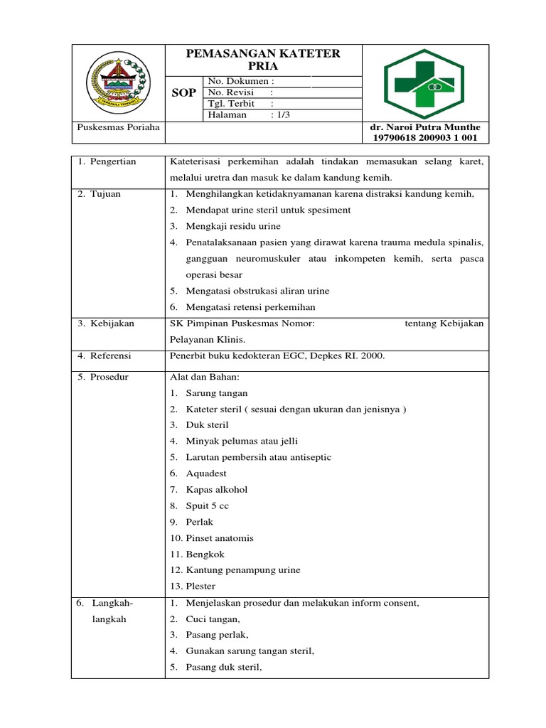 Sop Pemasangan Kateter Pria | PDF