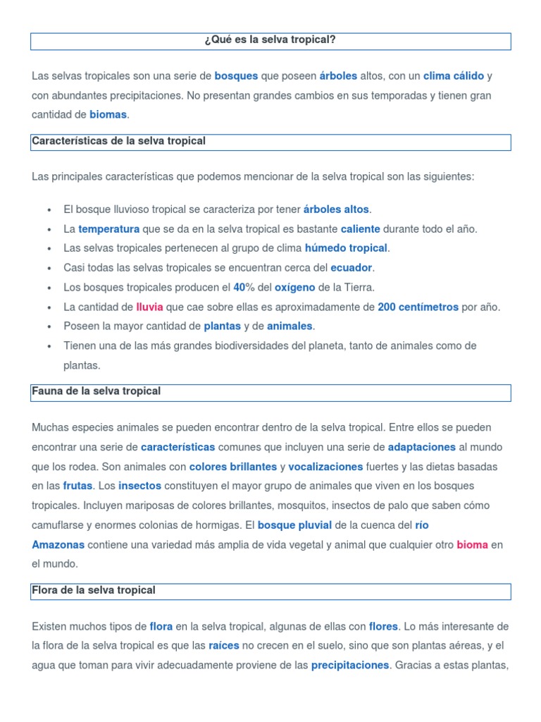 Selva Tropical | PDF | Selva | Zona tropical