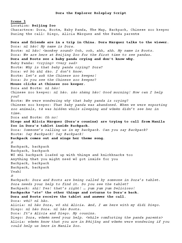 Dora the Explorer Roleplay Script