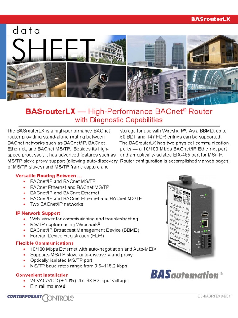 Bacnet Router Datasheet | PDF | Ip Address | Router (Computing)