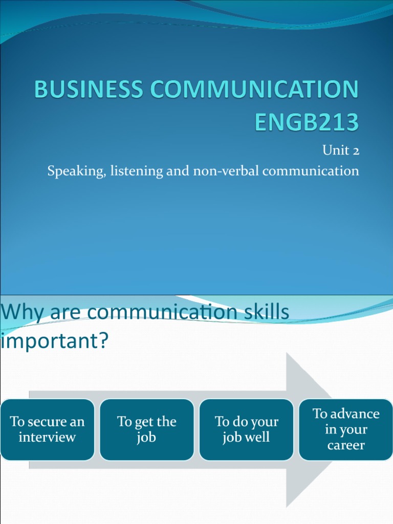Speaking Listening and Non Verbal Communication | PDF | Nonverbal ...