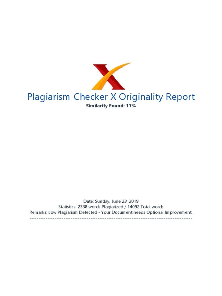 Plagiarism Checker X Originality Report | PDF