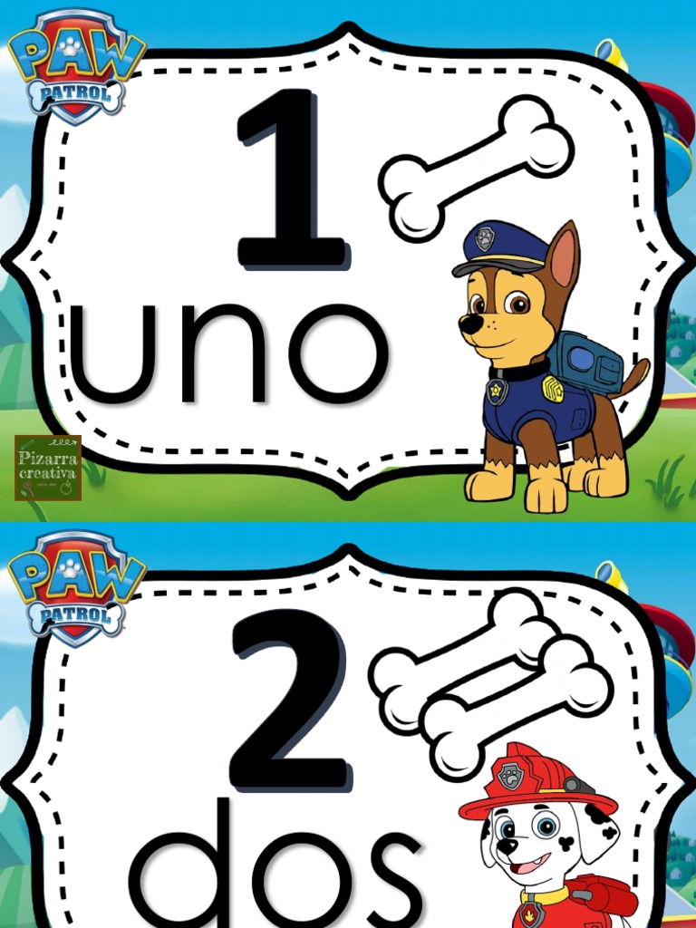 Numeracion Paw Patrol 1 Al 100 | PDF | Deportes y actividades al aire libre