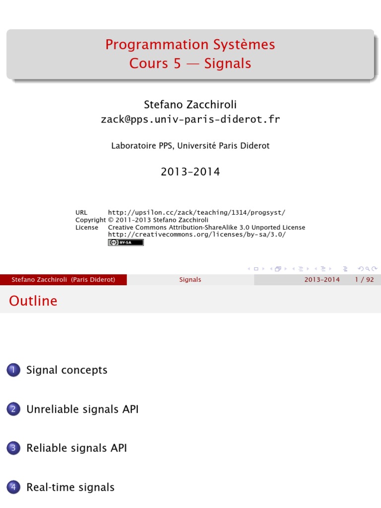 Cours 05 Signals | PDF | Concurrency (Computer Science) | Process (Computing)