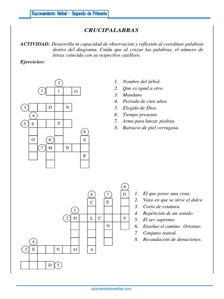 01 Crucipalabras Segundo de Primaria | PDF