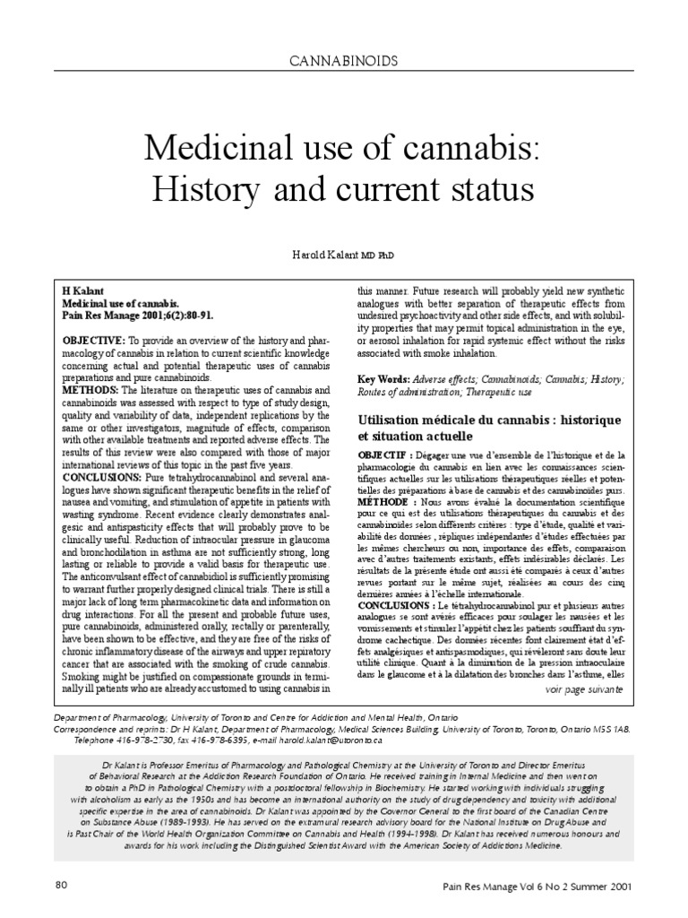 Medicinal Use of Cannabis | PDF | Medical Cannabis | Cannabis (Drug)