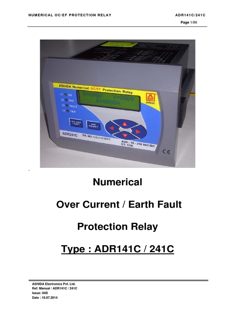 Ashida Idmt Overcurrent Earth Fault Relay Ad4141c PDF | PDF | Power ...