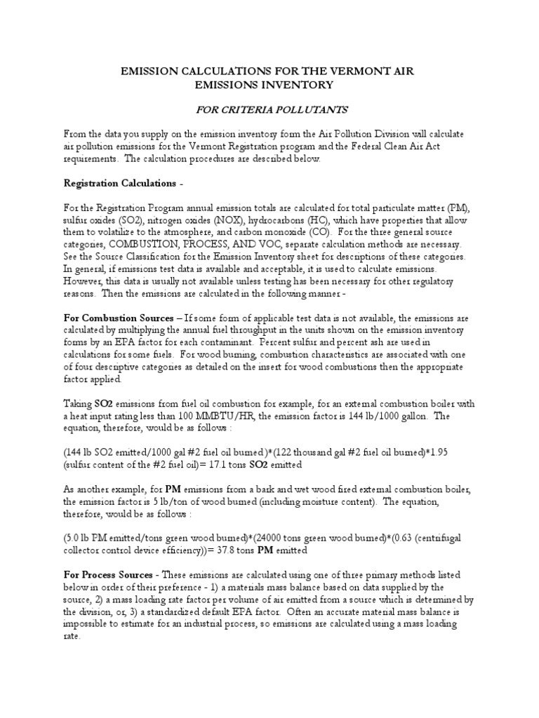 Emission Calculation | PDF | Air Pollution | Volatile Organic Compound