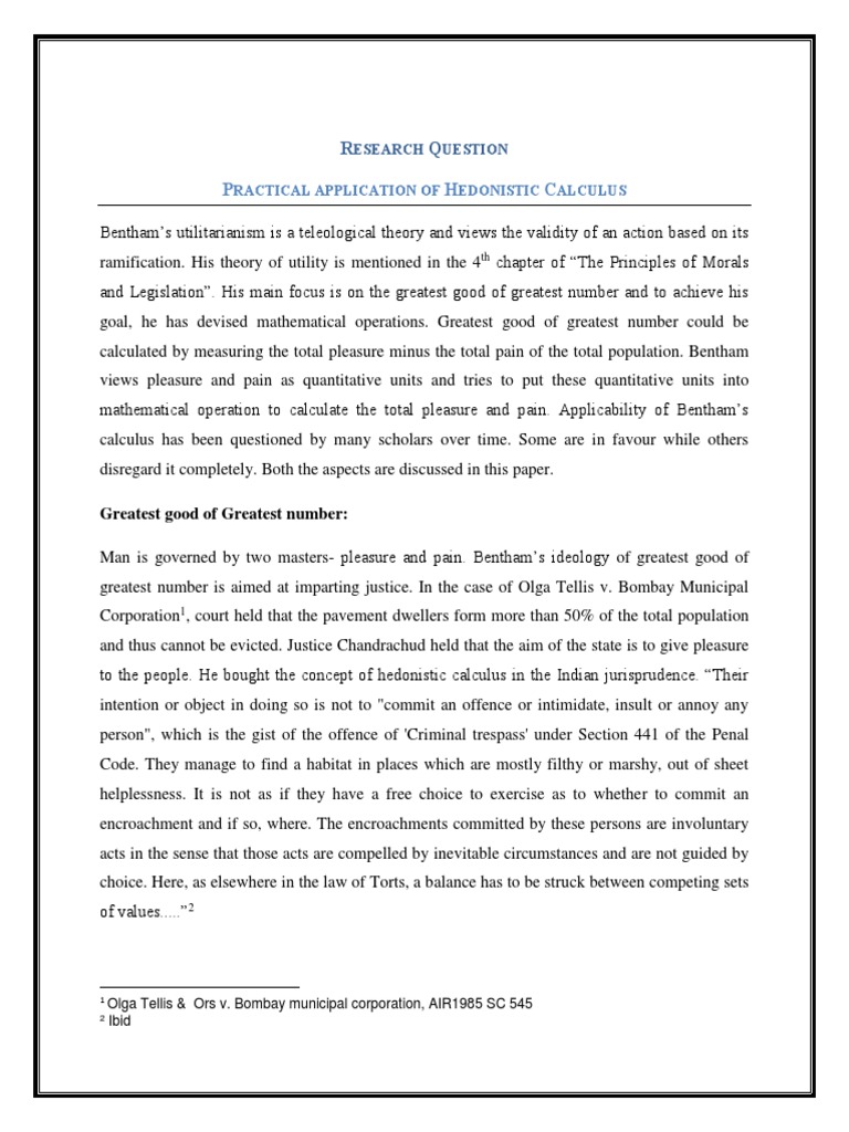 Hedonistic Calculus | PDF | Utilitarianism | Hedonism
