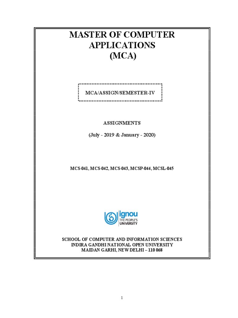 Master of Computer Applications (MCA) : Mca/Assign/Semester-Iv | PDF ...