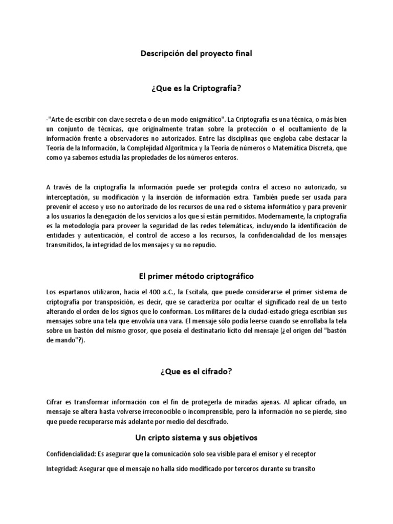 Proyecto Final | PDF | Criptografía | Clave (criptografía)