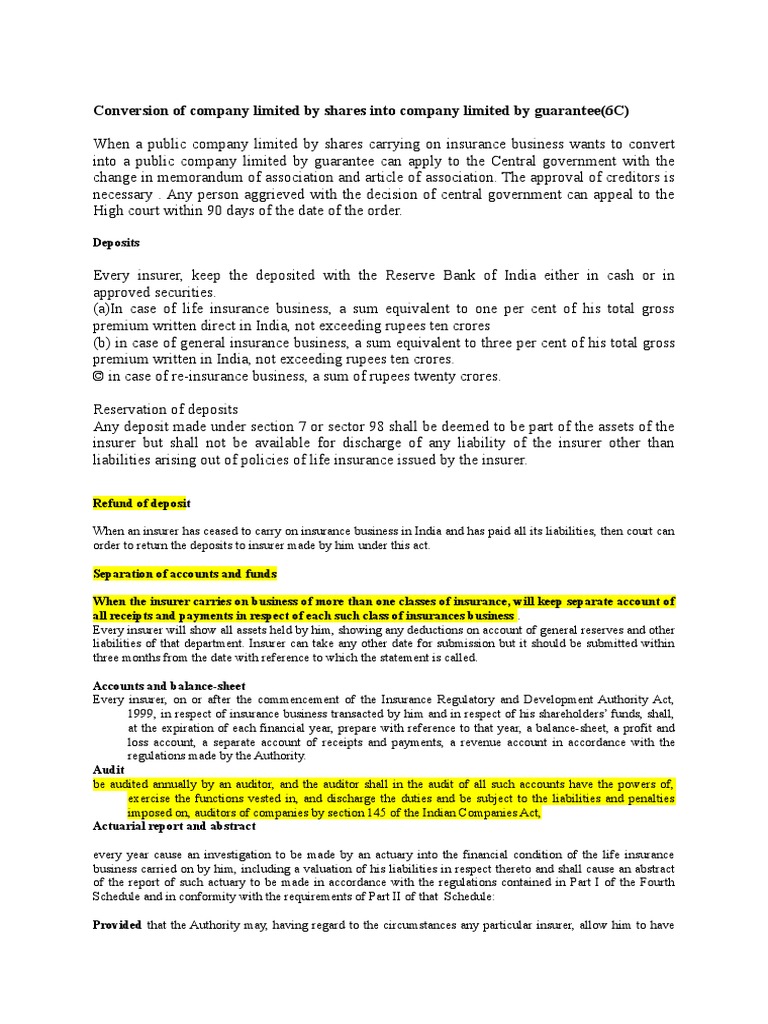 Conversion of Company Limited by Shares Into Company Limited by ...