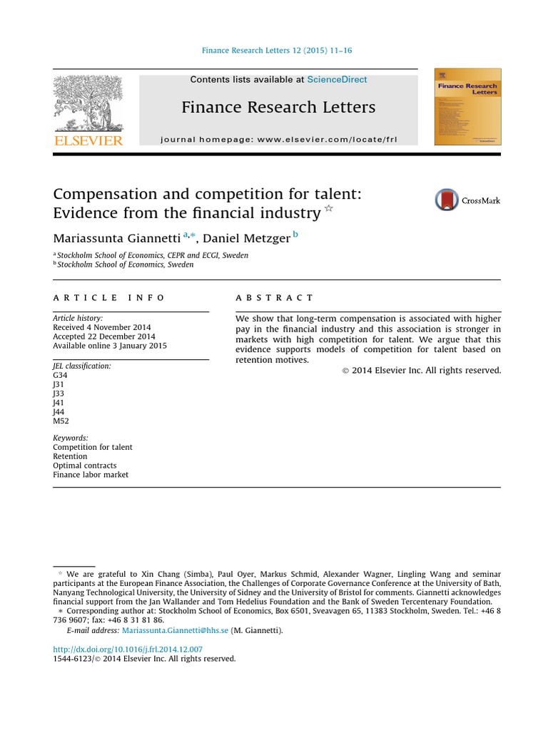 Finance Research Letters: Mariassunta Giannetti, Daniel Metzger | PDF ...